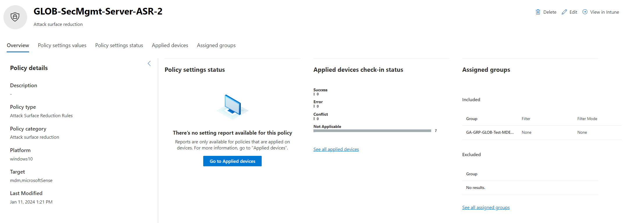 ASR Policies in Not Applicable Status when using MS Defender Security Settings Management ...
